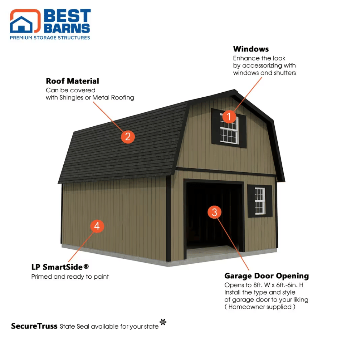 Best Barns Maker’s Loft Garage Kit | Built for Storage & Vehicles ...