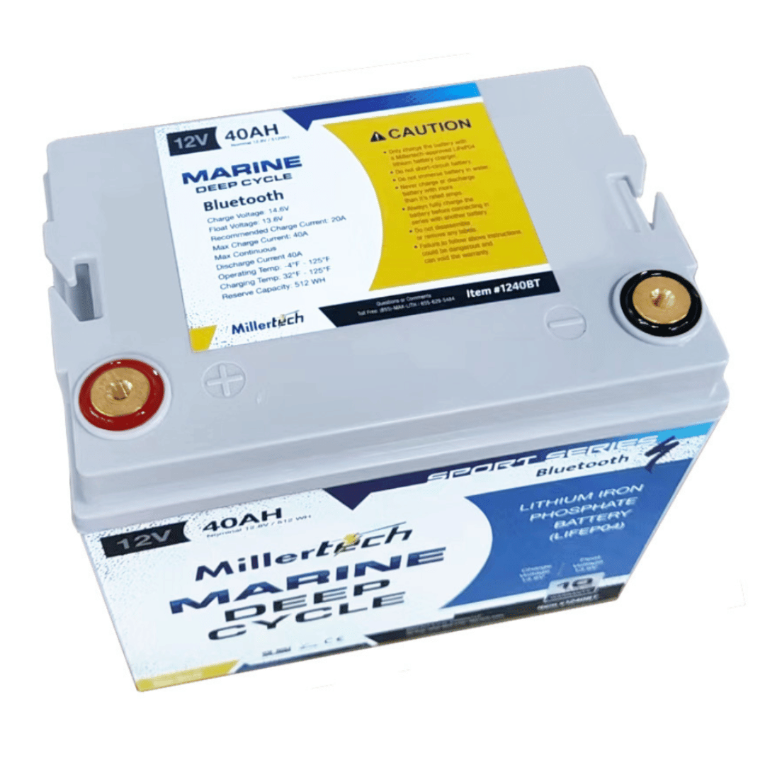 MillerTech 12V 40AH Sport Series Lithium Battery with Bluetooth (1240 ...