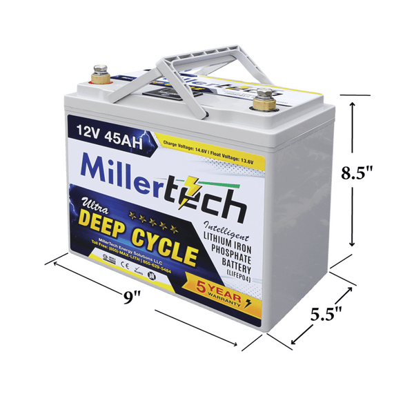 MillerTech 12V 45AH Intelligent Lithium Battery (1245L) - Wild Oak Trail